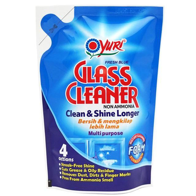 Mega Swalayan - YURI GLASS CLEANER BLUE POUCH 410ML X 24