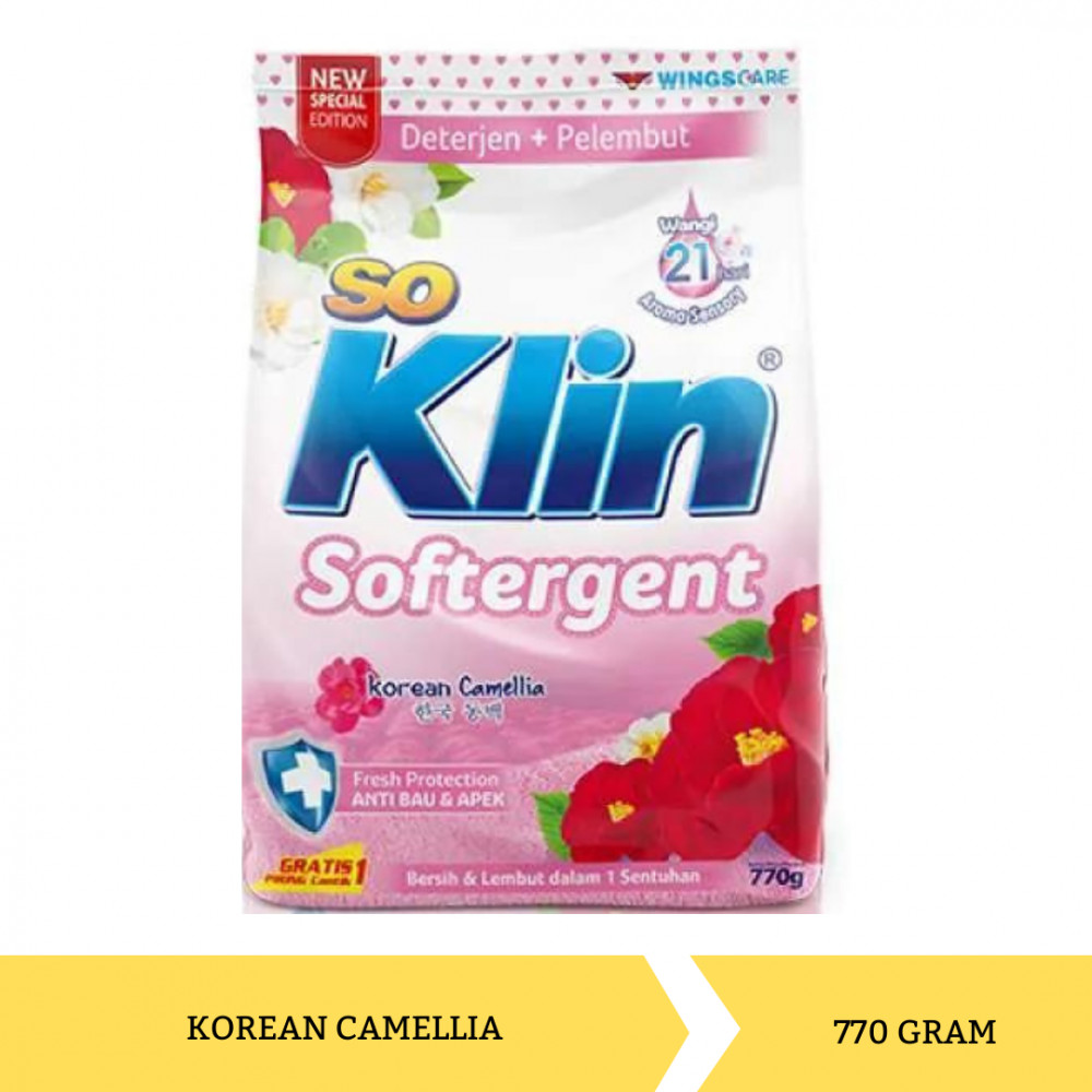 Mega Swalayan - SOKLIN SOFTERGENT KOREAN CAMELLIA 770G X 12