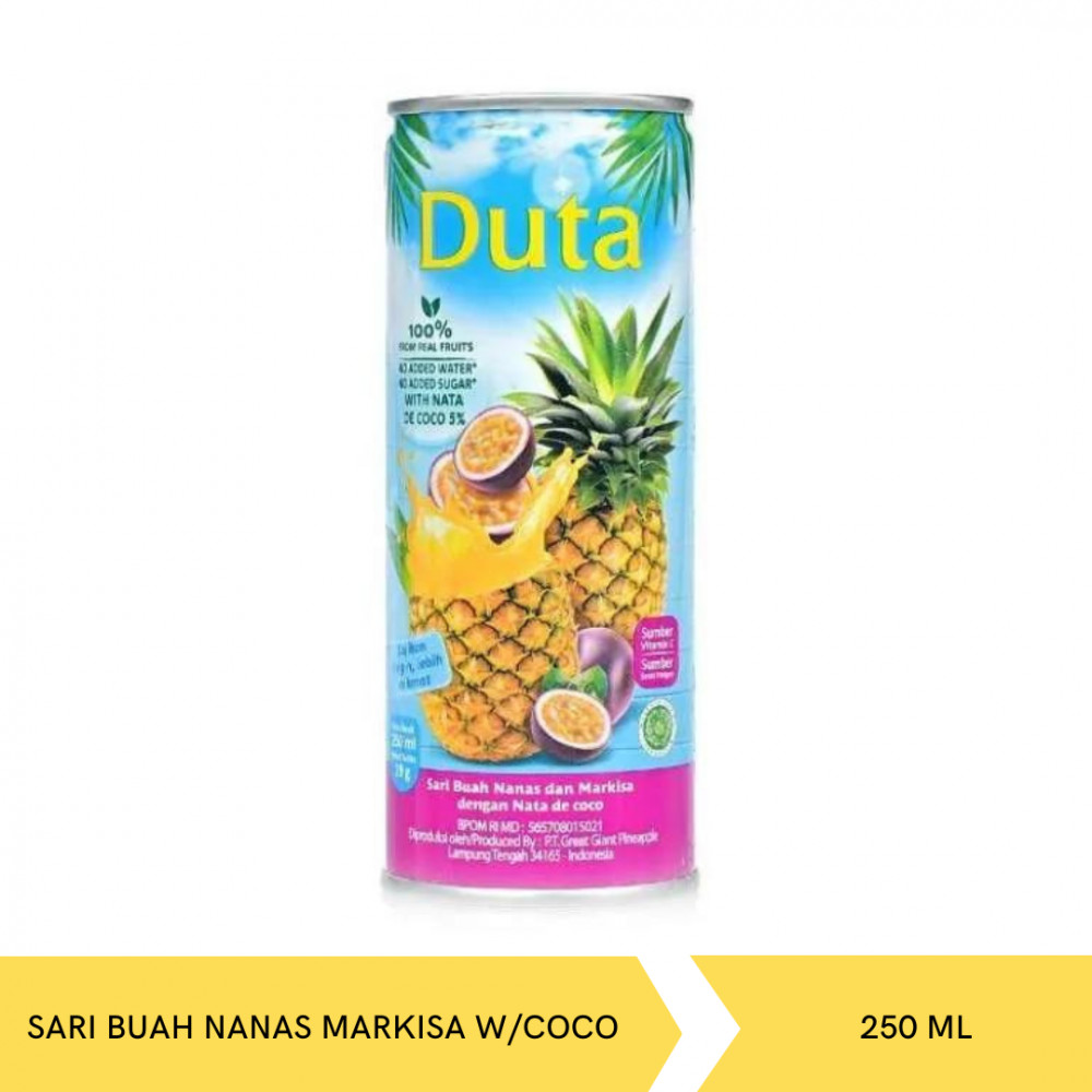Mega Swalayan - DUTA SARI BUAH NANAS MARKISA W/COCO TIN 250ML