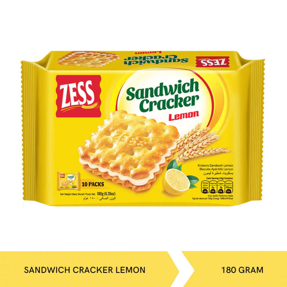 Mega Swalayan - ZESS SANDWICH CRACKER LEMON 180G X 24