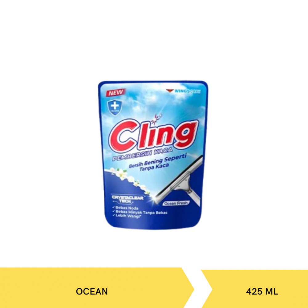 Mega Swalayan - CLING GLASS CLEANER OCEAN POUCH 425ML X 12