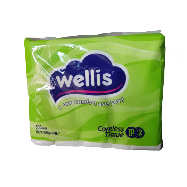 Mega Swalayan - WELLIS CORELESS TISSUE 2PLY 10ROLL X 10