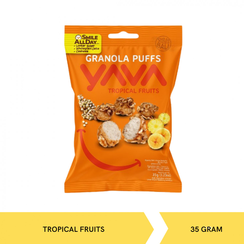 Mega Swalayan - YAVA GRANOLA PUFFS TROPICAL FRUITS 35G X 12