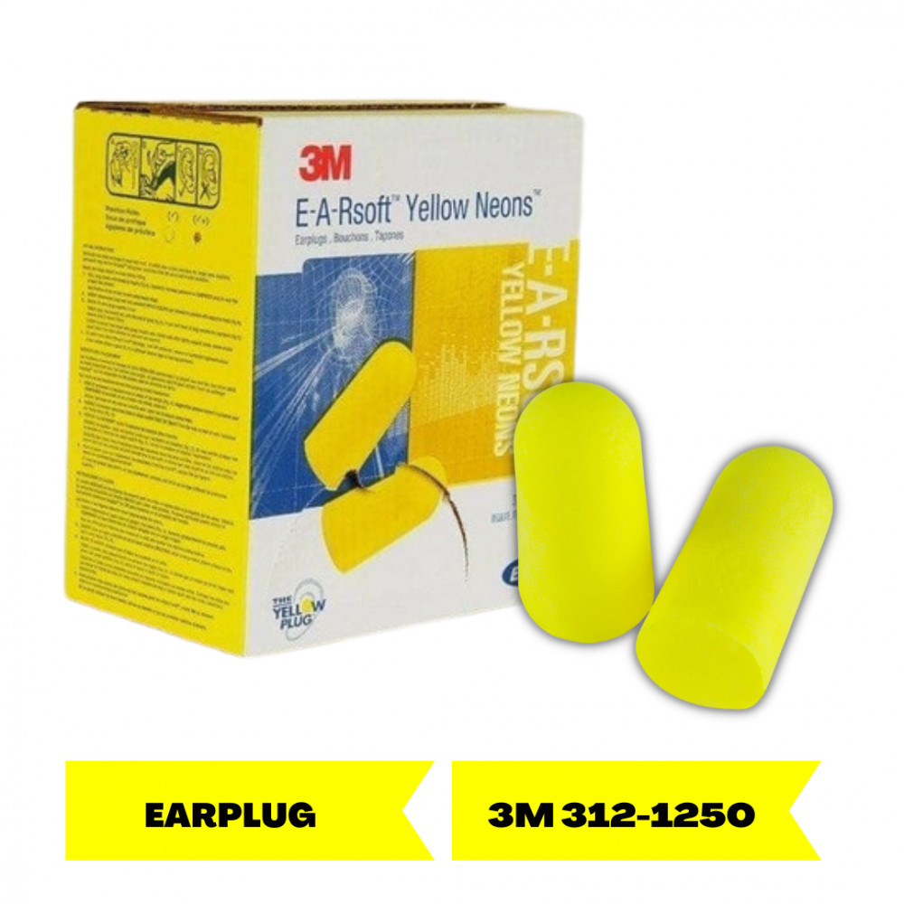 Mega Swalayan - 3M 312-1250 EARPLUG SOFT YELLOW NEONS BOX/200PAIRS