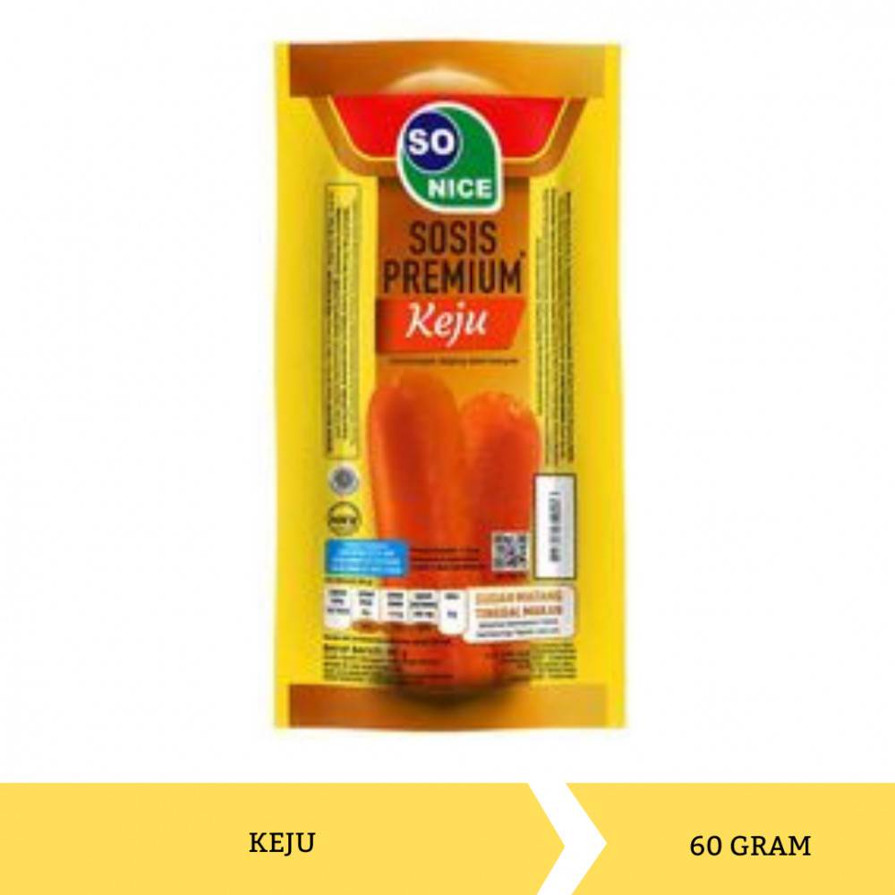 Mega Swalayan - SO NICE SOSIS PREMIUM CHEESE 60G X 10