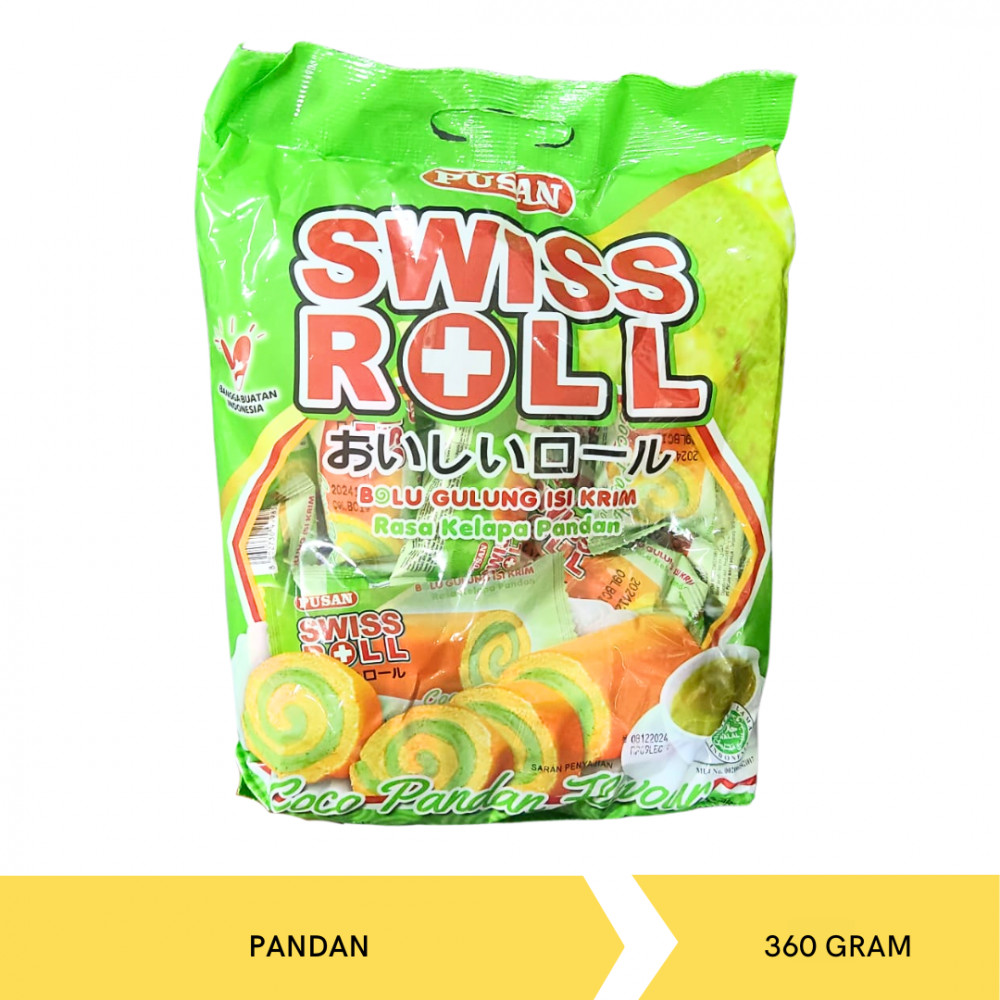 Mega Swalayan - PUSAN SWISS ROLL PANDAN 320G X 8