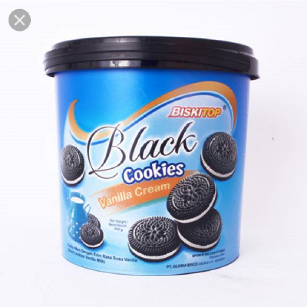 Mega Swalayan - BISKITOP BLACK COOKIES VANILLA PAIL 400G X 6