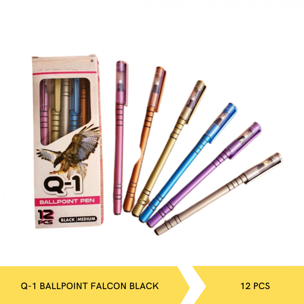 Mega Swalayan - Q-1 BALLPOINT FALCON BLACK 12`S
