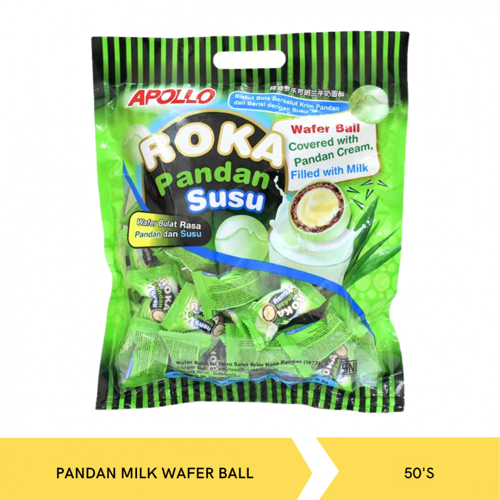 Mega Swalayan - APOLLO ROKA PANDAN MILK WAFER BALL REF 50S #A1073G X 16