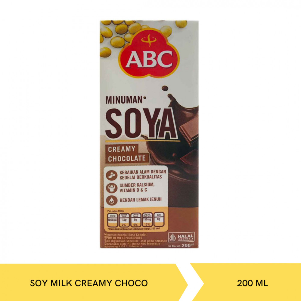 Mega Swalayan - ABC SOY MILK CREAMY CHOCO 200ML X 24