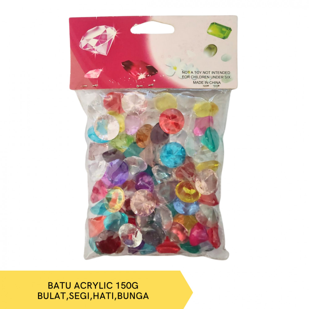 Mega Swalayan - BATU ACRYLIC 150G BULAT,SEGI,HATI,BUNGA