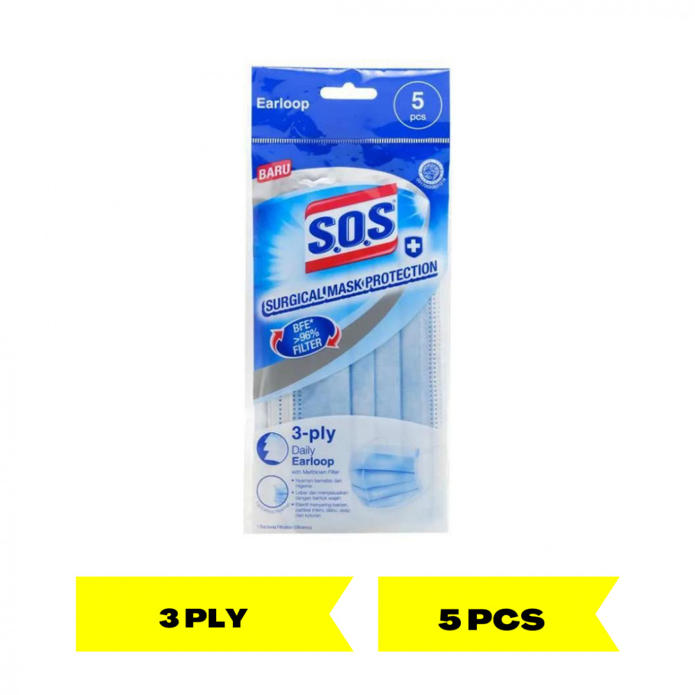 Mega Swalayan - SOS MASK 3PLY DAILY EARLOOP 5`S-DNR