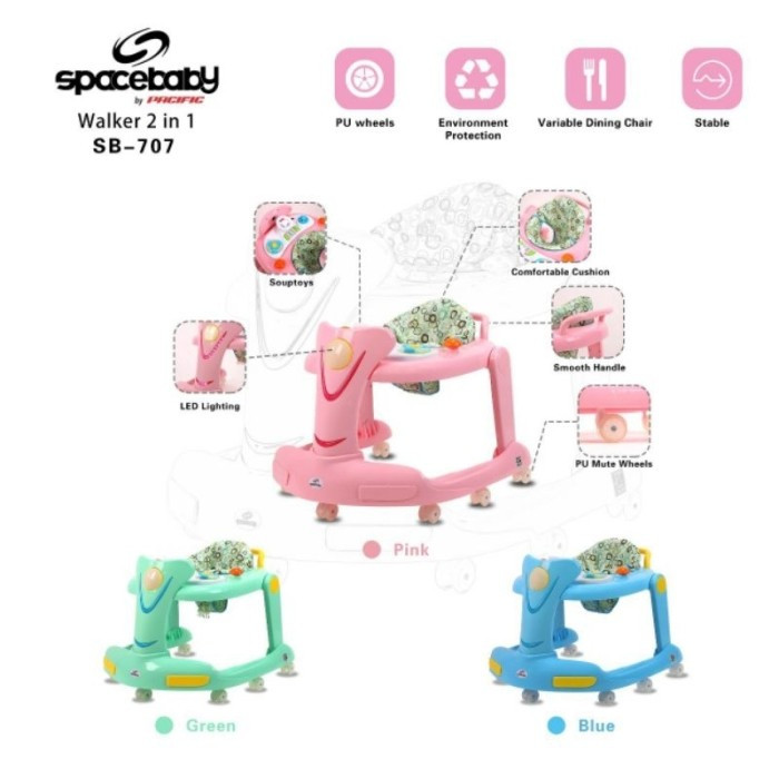 Tododo - SPACEBABY BABY WALKER SB-707 GREEN