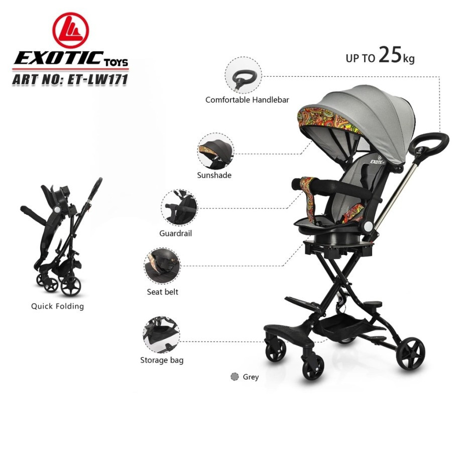 Tododo - EXOTIC STROLLER LW-171 GREY BATIK