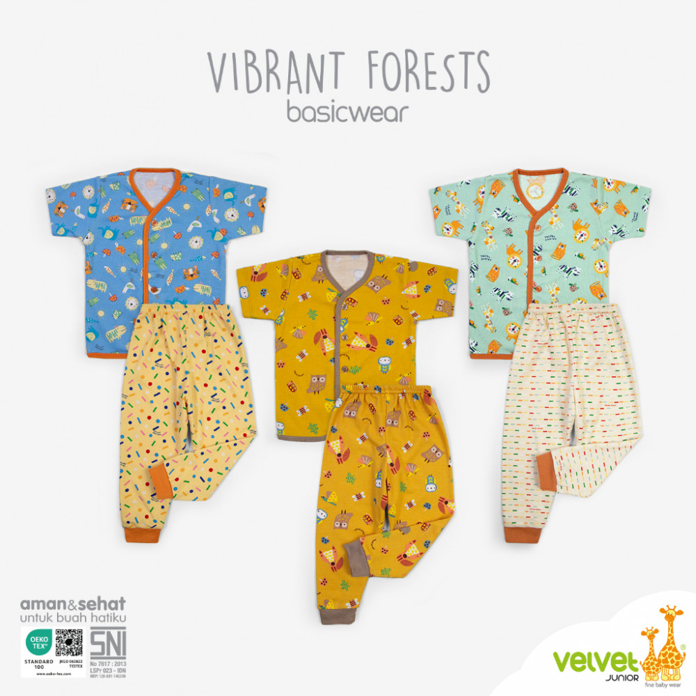 Tododo - VELVET SETELAN KT PENDEK PANJANG M 3PCS VIBRANT FOREST