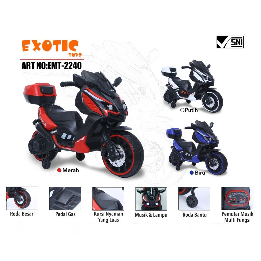 Tododo - EXOTIC MOTOR AKI RECHARGEABLE EMT-2240 RED