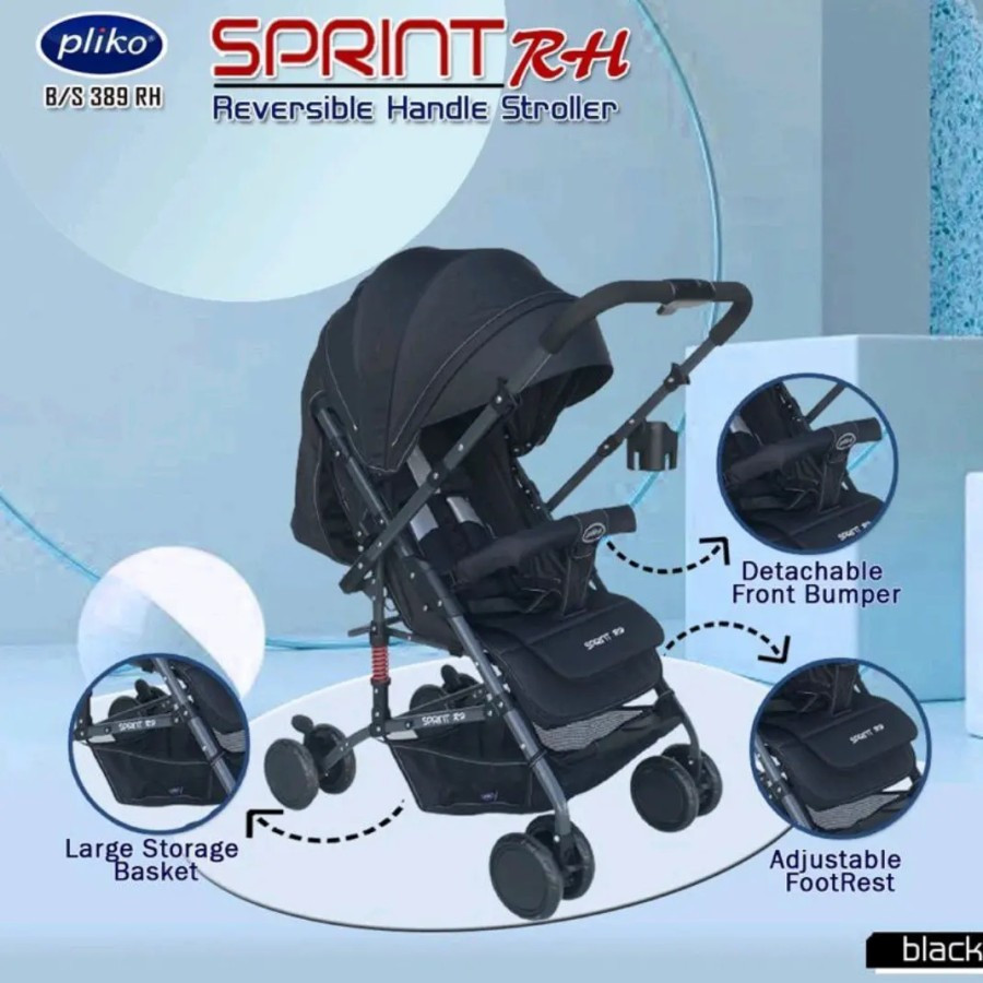 Tododo - PLIKO BABY STROLLER SPRINT 389RH BLACK