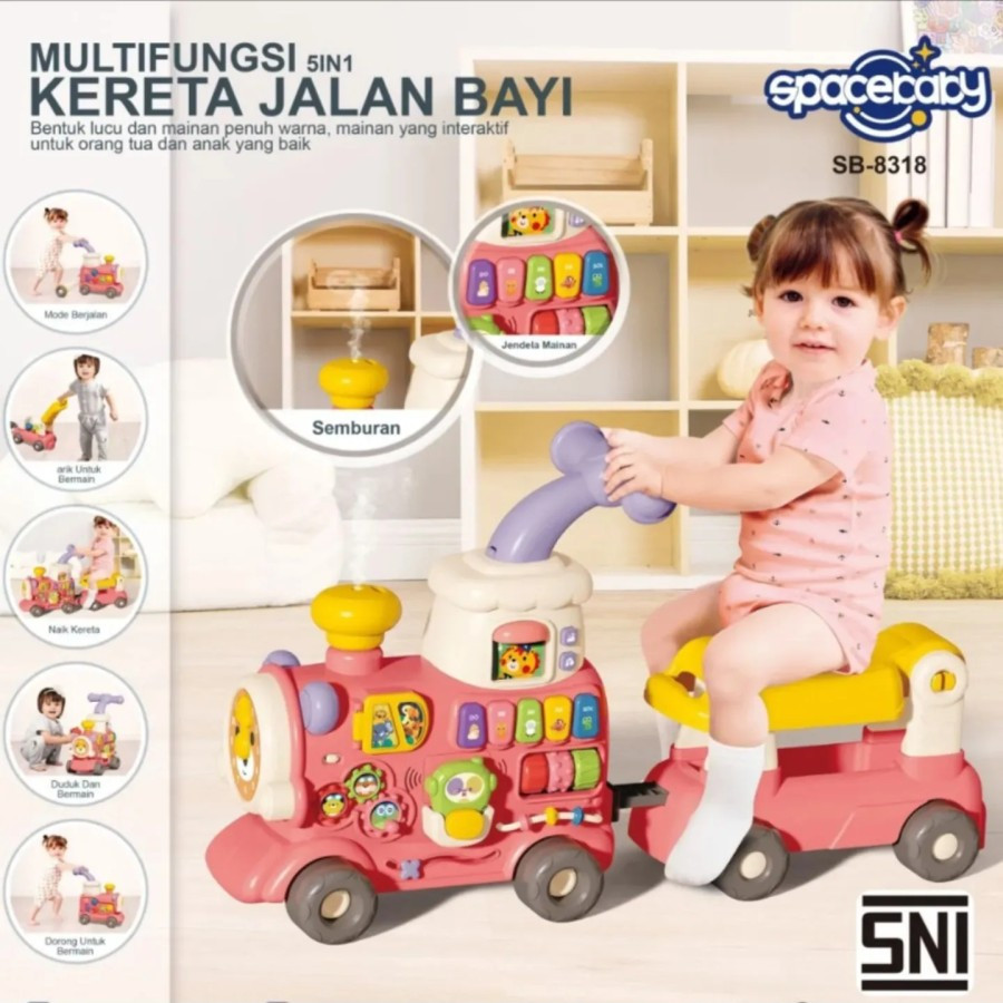 Tododo - SPACEBABY BABY WALKER TRAIN (5IN1) SB-8318 RED