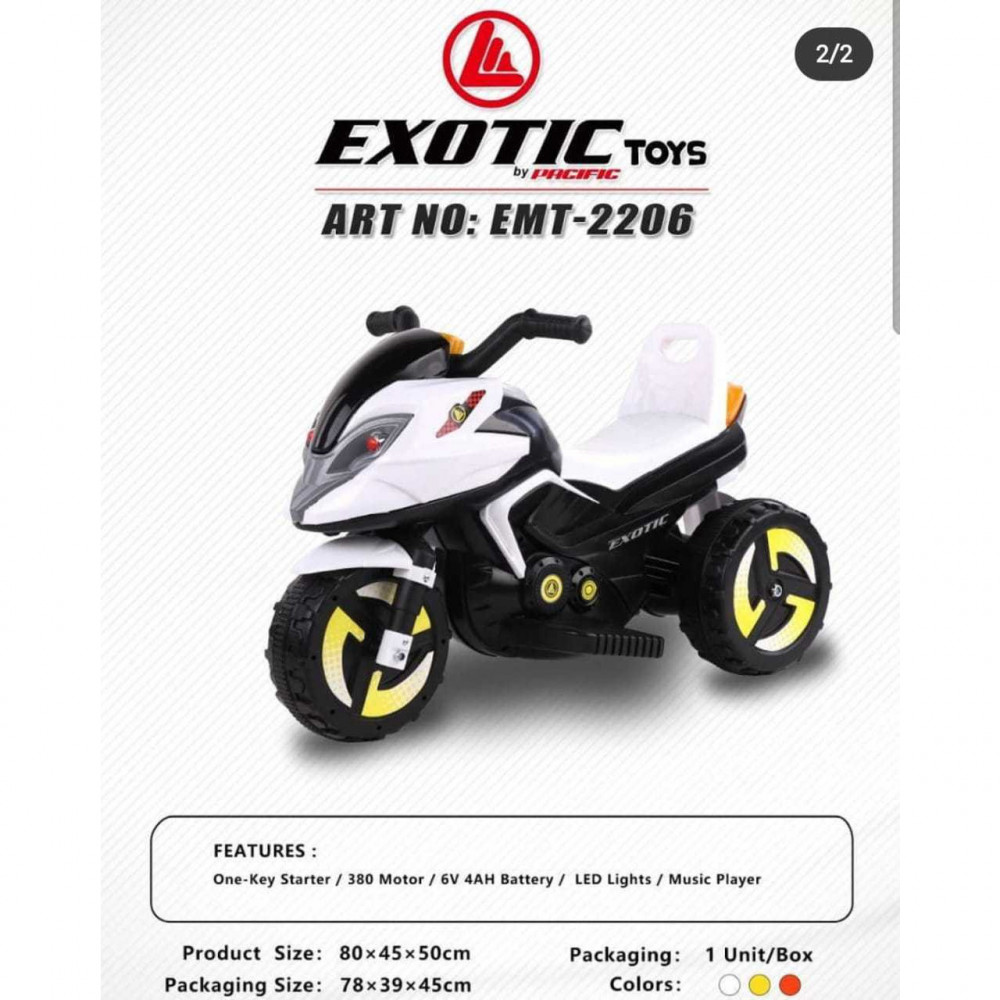 Tododo - EXOTIC MOTOR AKI RECHARGEABLE EMT-2206 HITAM PUTIH