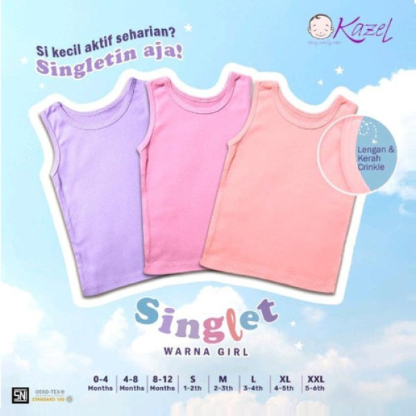 Tododo - KAZEL SINGLET WARNA GIRL 4-8M