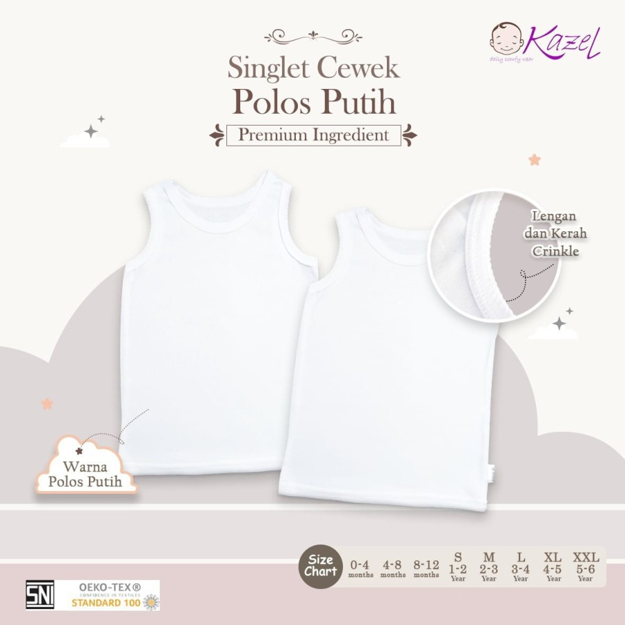 Tododo - KAZEL SINGLET CEWEK POLOS PUTIH XXL