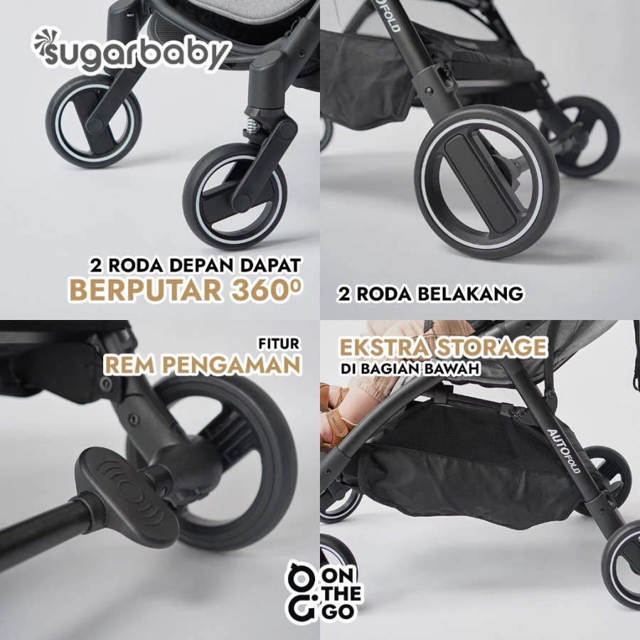 Tododo - SUGAR BABY ON THE GO STROLLER AUTO FOLD BLACK GOLD