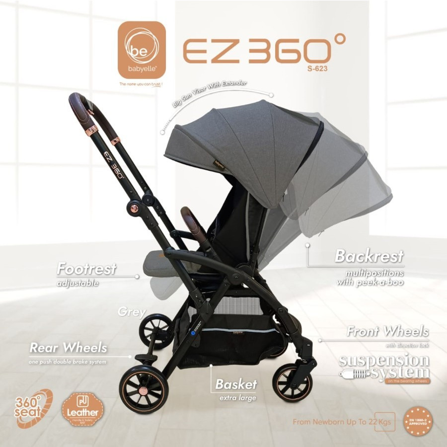 Tododo - BABYELLE STROLLER EZ 360 BLACK S-623