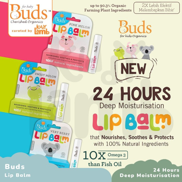 Tododo - BUDS FOR KIDS ORGANICS PINK MELON LIP BALM (TINTED)