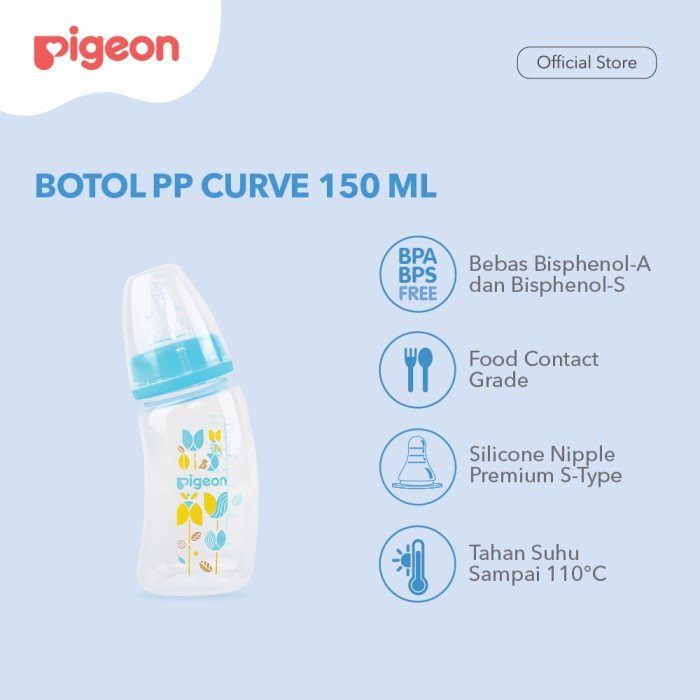 Tododo - PIGEON BTL PP CLEAR CURVE 150ML BLUE W/S