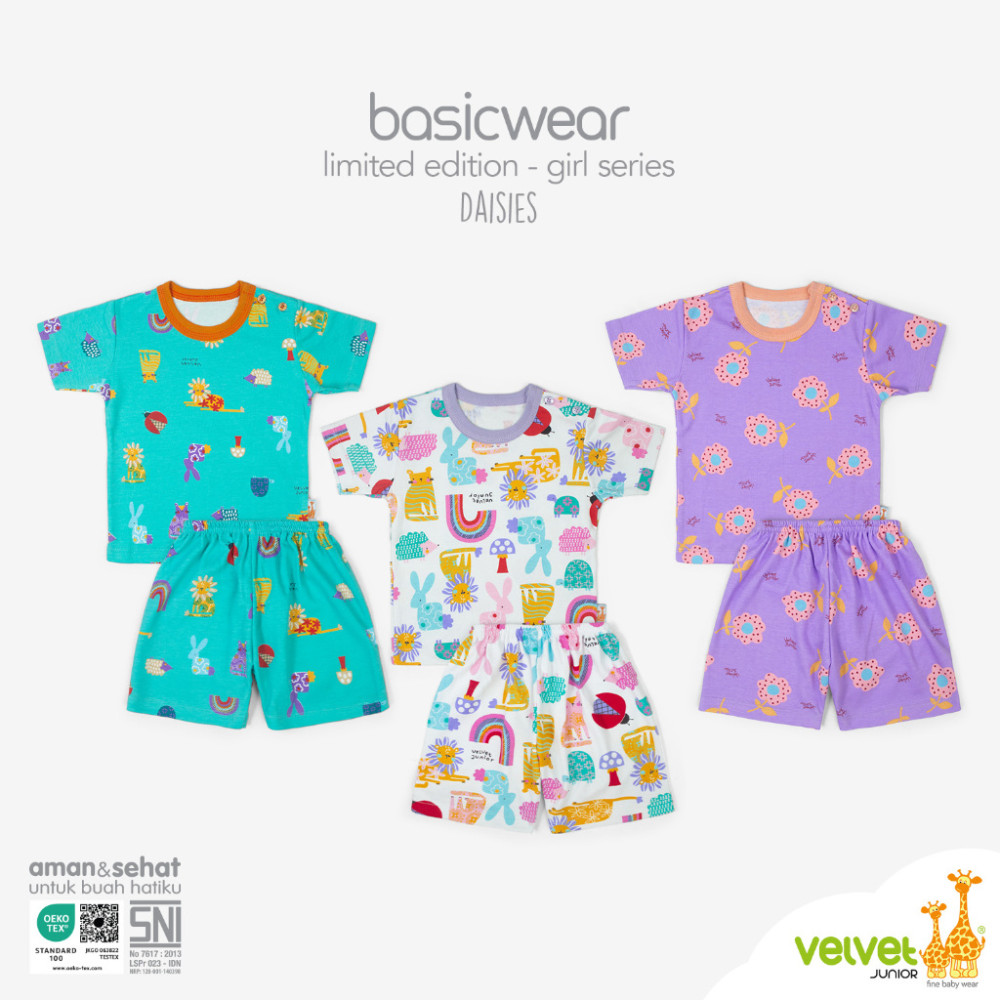 Tododo - VELVET SETELAN KP PENDEK M DAISIES