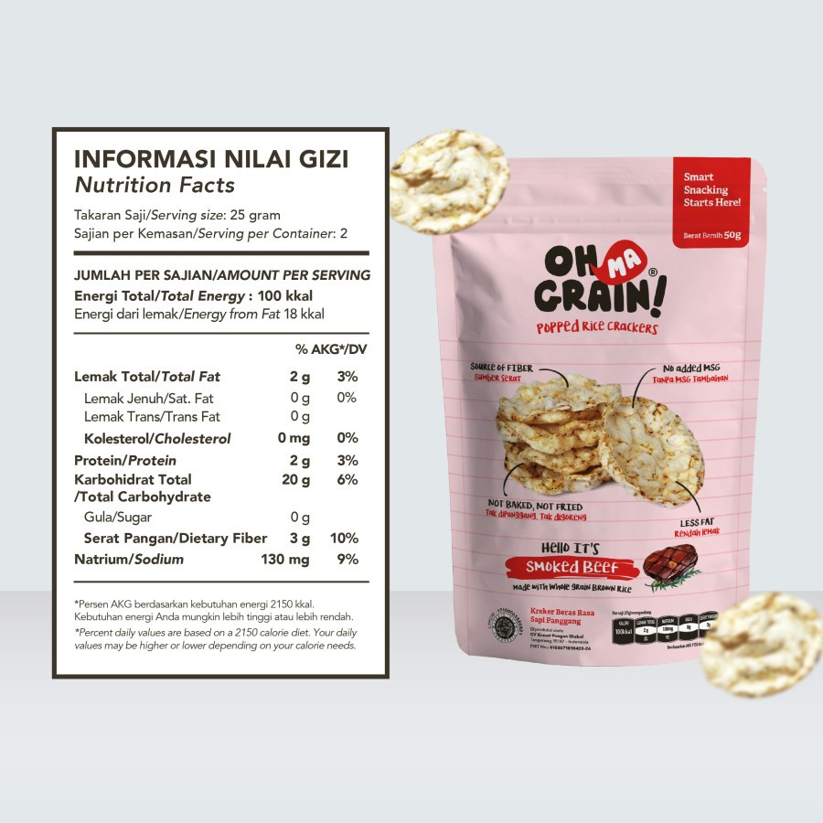 Tododo - OH MA GRAIN POPPED RICE CRACKERS ROAST BEEF 50G