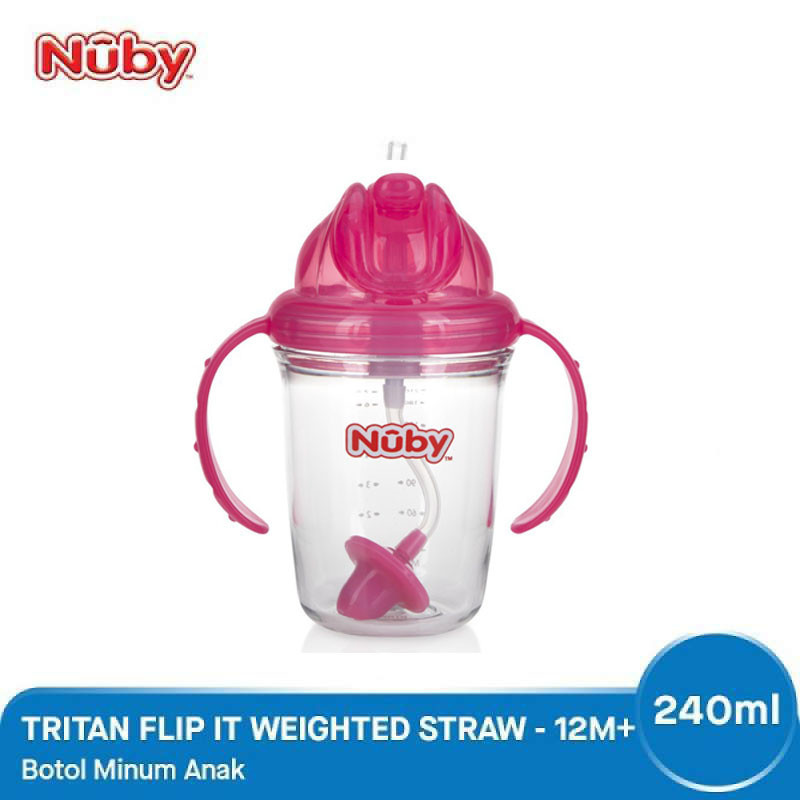 Tododo - NUBY TRITAN FLIP IT WEIGHTED STRAW 240ML PINK NB215