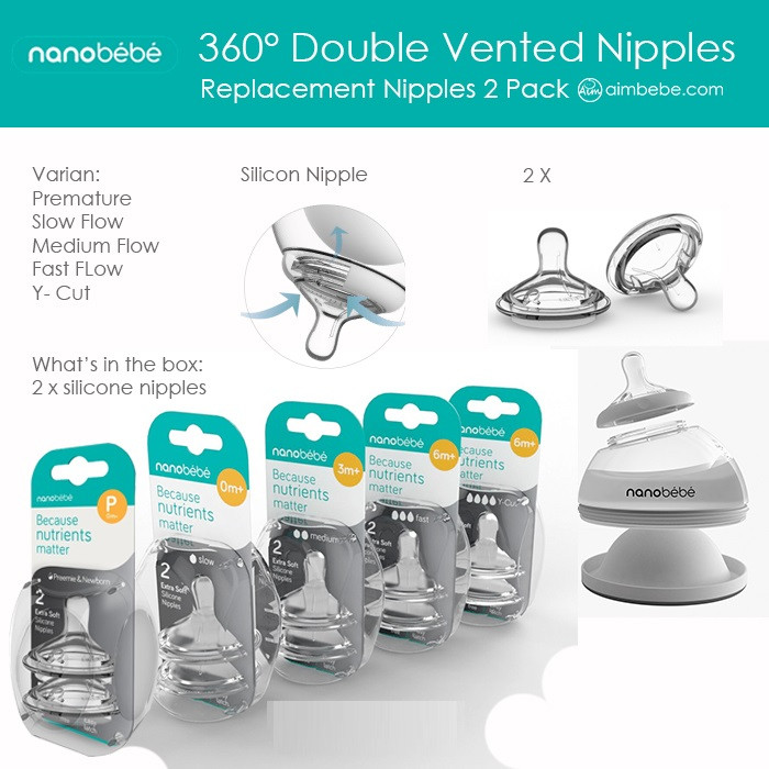 Tododo - NANOBEBE SILICONE NIPPLES TWIN PACK Y CUT