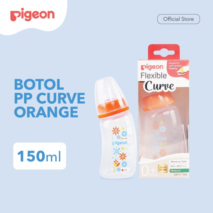 Tododo - PIGEON BOTOL PP CLEAR CURVE 150ML ORANGE