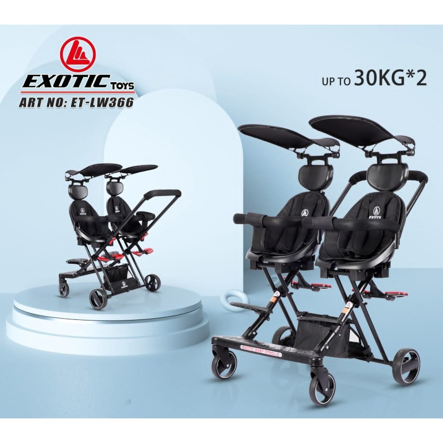 Tododo - EXOTIC STROLLER ET-LW366 TWINS BLACK
