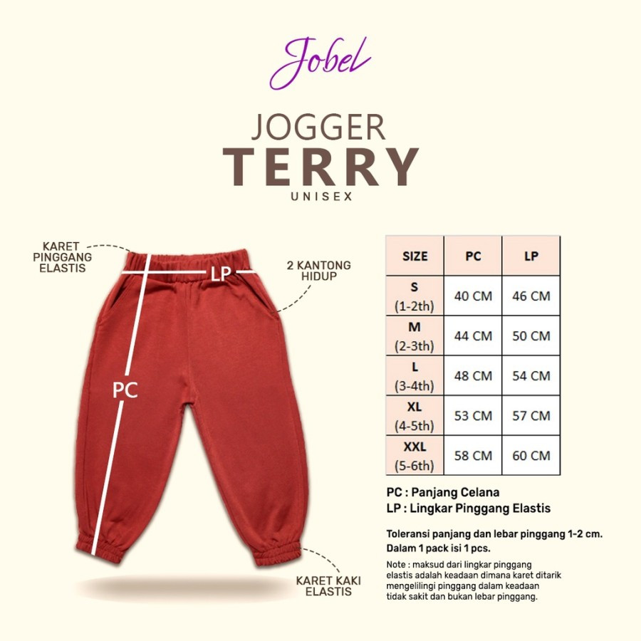 Tododo - JOBEL X JEBE JOGGER TERRY UNISEX S RUBY RED