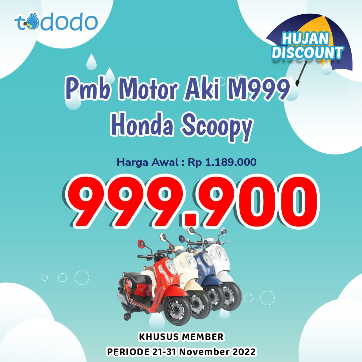 Tododo - PMB MOTOR AKI M999 HONDA SCOOPY